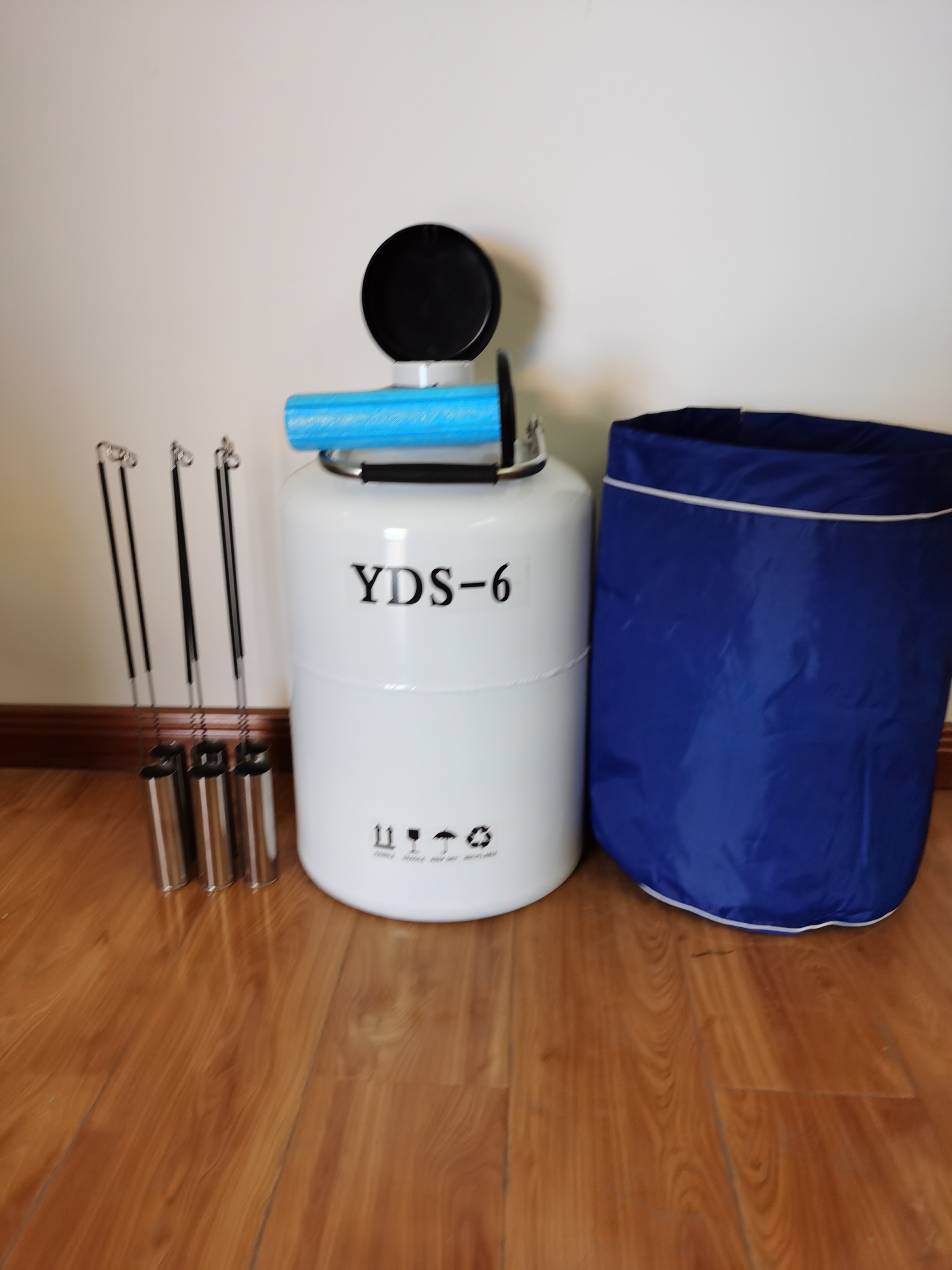 YDS-15-80 Contenedor de nitrógeno líquido Gran diámetro Almacenamiento Semen Dewar Frasco con ...