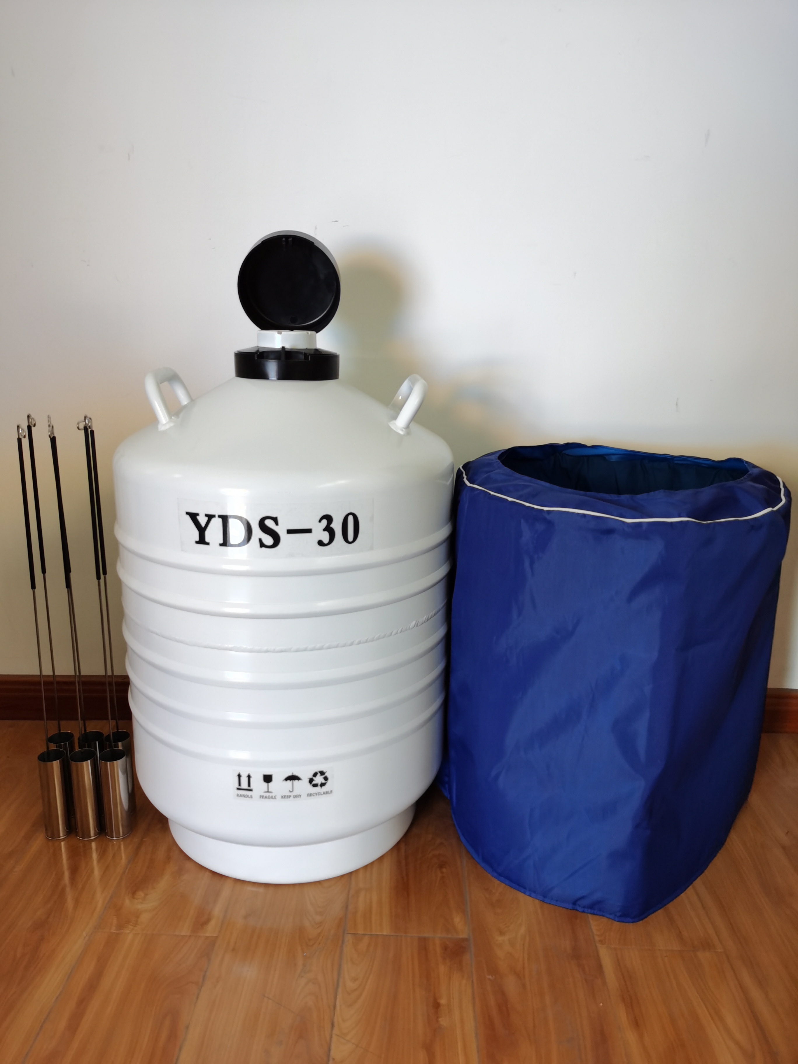 YDS-15-80 Contenedor de nitrógeno líquido Gran diámetro Almacenamiento Semen Dewar Frasco con ...