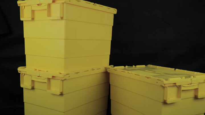 65lt Heavy Duty ALC Storage Plastic Moving Box With Attached Lid ...