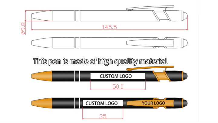 Custom Logo Rubber Ball Pen Stylus - Navy Blue & Rose Gold