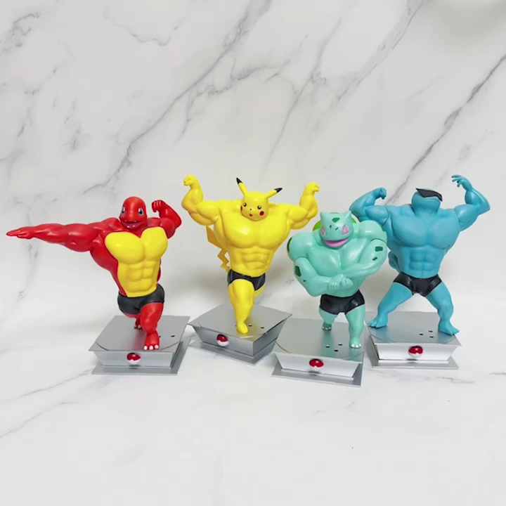 Fitness Muscle Pikachu Charmander Squirtle Pokemoned Anime Action ...