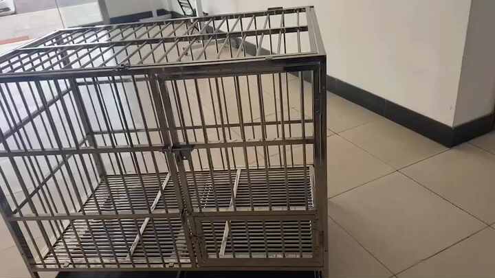 Dog Cage Crate Wholesale Strong Stainless Steel Carton Silver Pet Cage ...