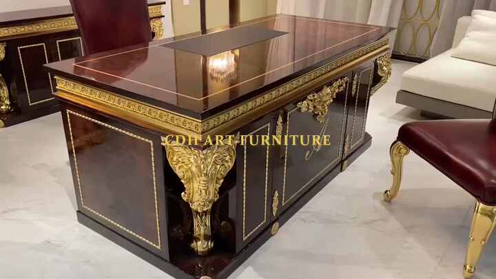 Luxury Royal Hand Carved Wooden Office Desks for Villa