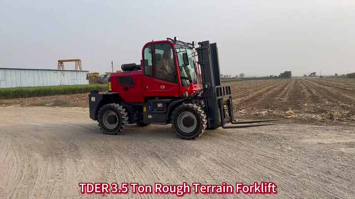 TDER CE ISO Off Road Forklift 3m lift height 4WD 4x4 3.5ton 4wd diesel all rough terrain ...