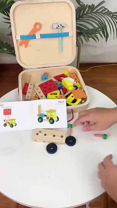 2312 Wooden Animal Assembly Tool Box - Toy Tool Set for Kids