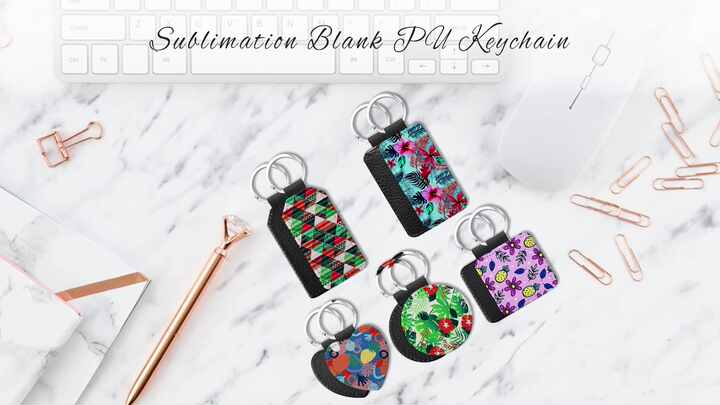 Wholesale Blank Sublimation Key Ring PU Leather Keychain With Black ...