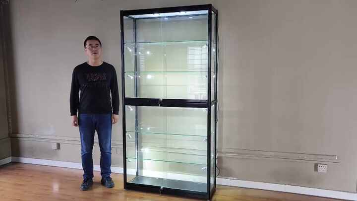 Lockable Aluminum Glass Display Case With Adjustable Shelves for Retail ...