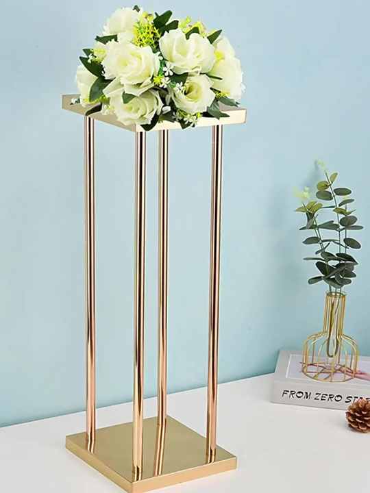 H-199Gold Metal Flower Stand Plinth Pedestal Wedding Centerpiece Table ...