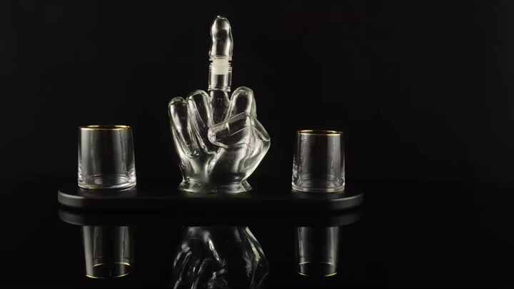 RTS Middle Finger Shaped Glass Bottle Wine Whisky Whiskey Glass and ...