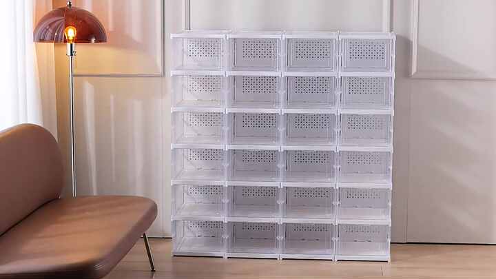 Stackable Folding Shoe Boxes - Transparent Acrylic Storage
