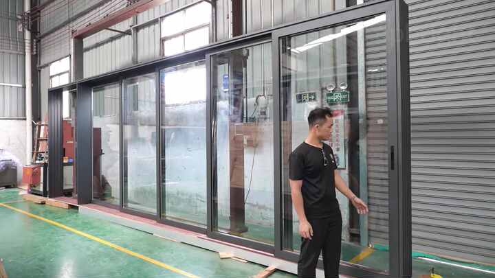 Retractable Panoramic Sliding Metal Door Hanging Aluminium Alloy Glass ...