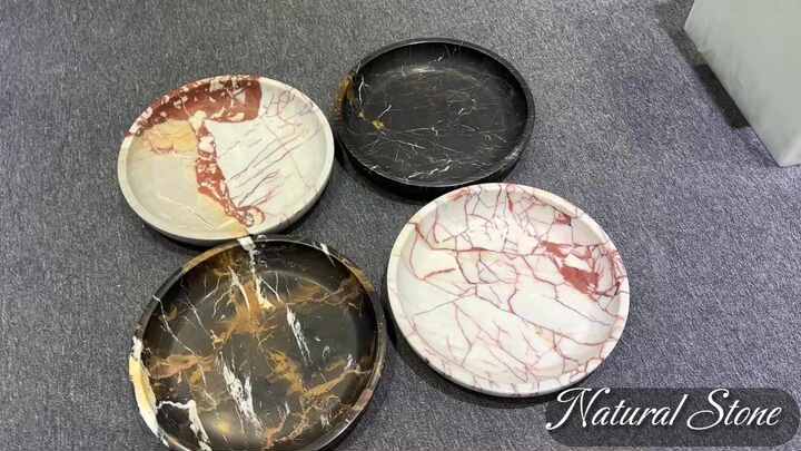 SHIHUI Luxury Natural Stone Marble Decoration Round Fruit Tray Huge ...