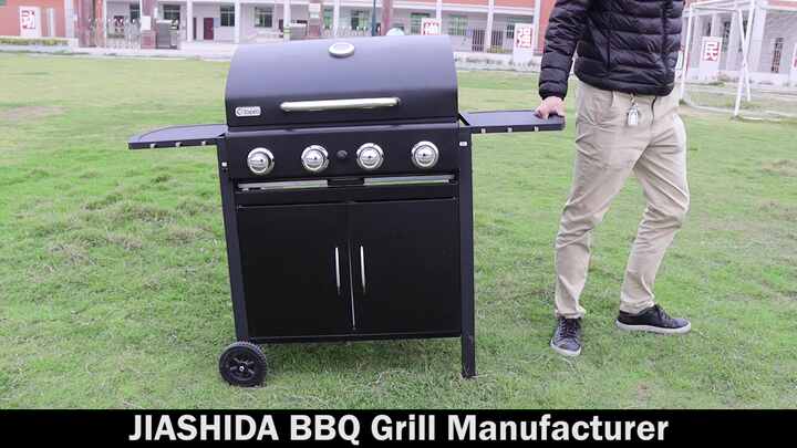 Hybrid 4-Burner Gas BBQ Grill Combination Steel Portable Outdoor ...
