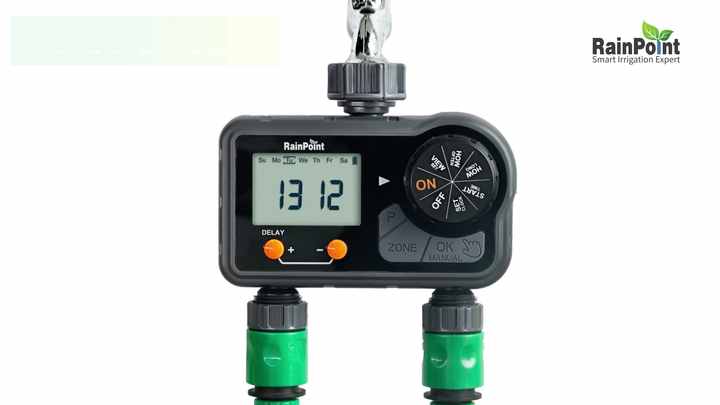 2-Zone Smart Digital Water Timer 2 Valves Electronic Timer Irrigation ...