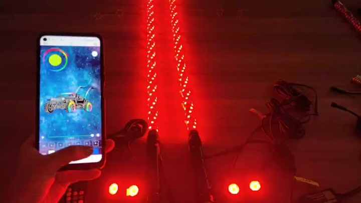 Chasing Color UTV Buggy LED Whip Flag Antenna Light by Remote and ...