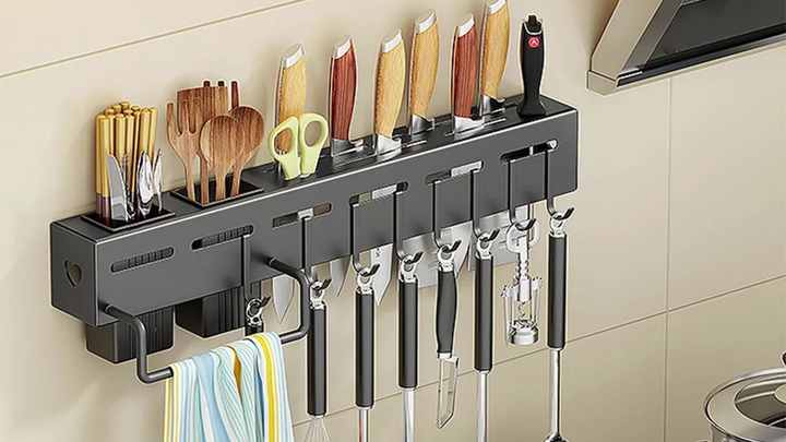 Multifunctional Stainless Steel Kitchen Rack Wall-mounted PC Plastic ...