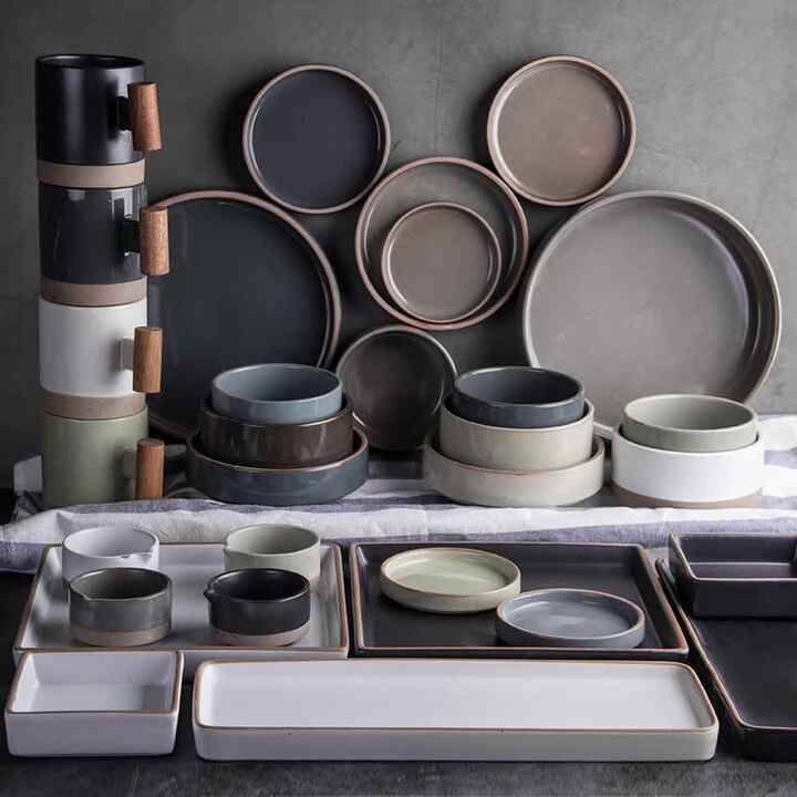 Japanese Korea Style Ceramic Custom LOGO green color tableware Bone ...