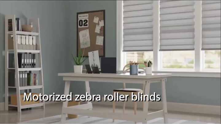 Zebra Shades Customized Polyester Window Smart Motorized Automatic ...