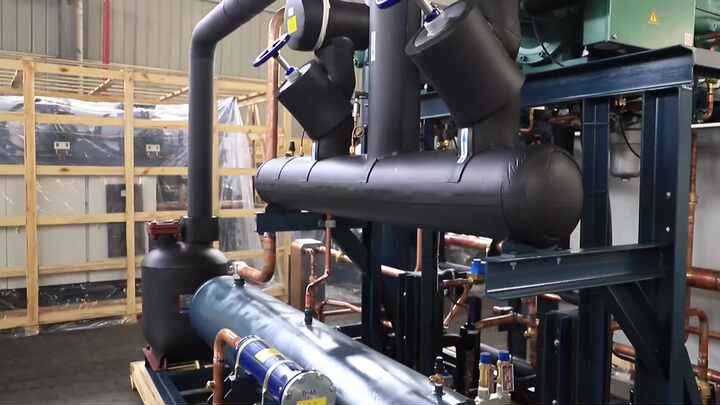 100hp -40C blast freezer room evaporative condenser shock cooling screw ...