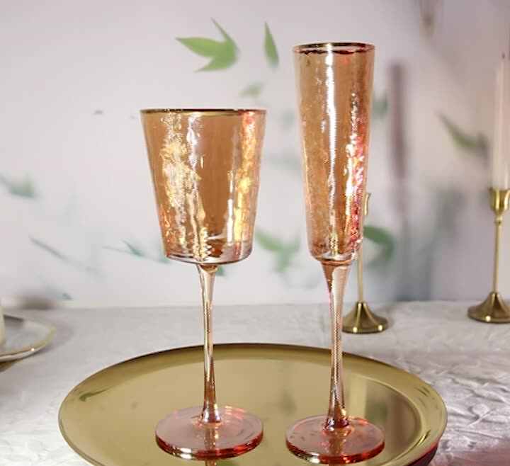 Triangle Hammered Crystal Wine Glass - Custom Color
