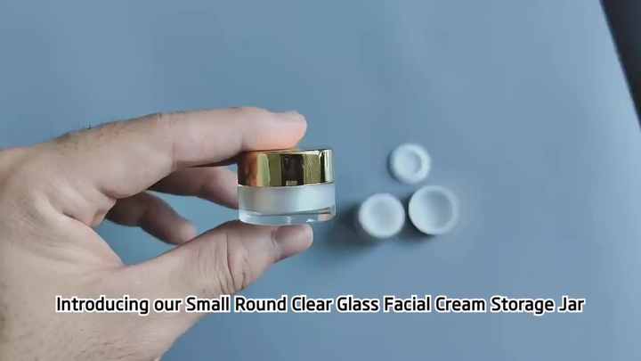 Small round Clear Glass Facial Cream Storage Jar 2ml with Gold Aluminum ...