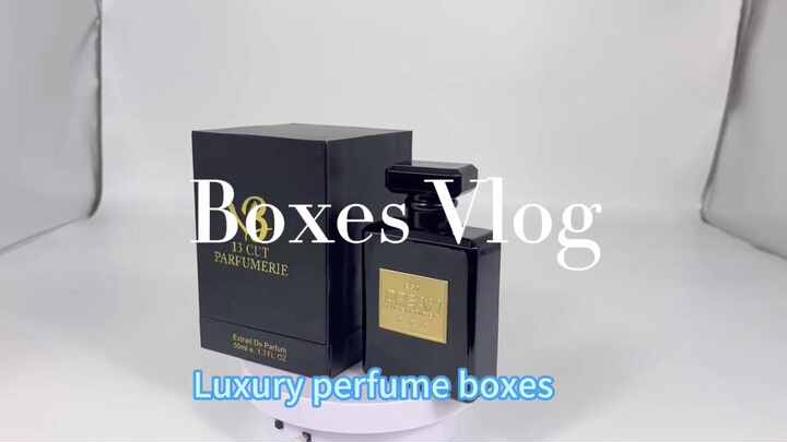 Custom Luxury Black Paper Gift Boxes Gold Foil Print Empty Bottle Attar ...