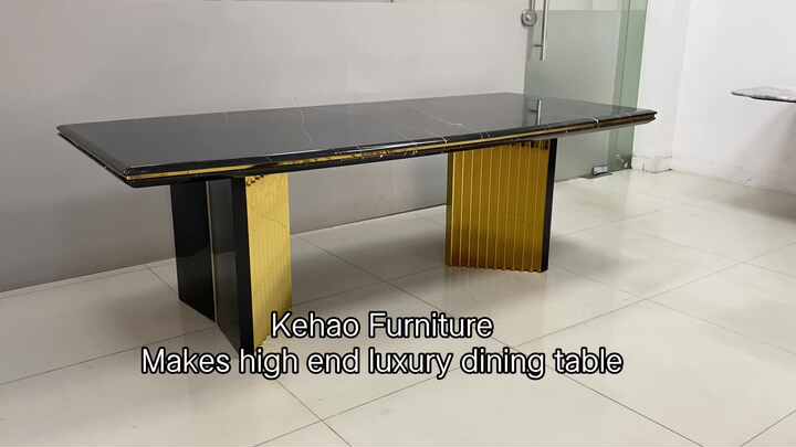 Modern Furniture Italian Luxury Rectangular Large Marble White Golden ...