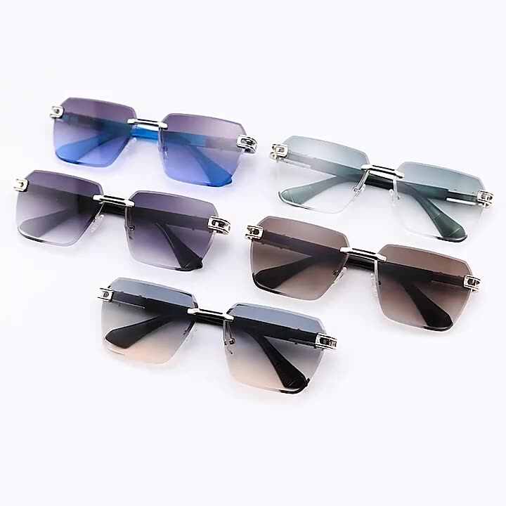 2024 Vintage Square Glasses Square Borderless Sunglass Custom Brand ...
