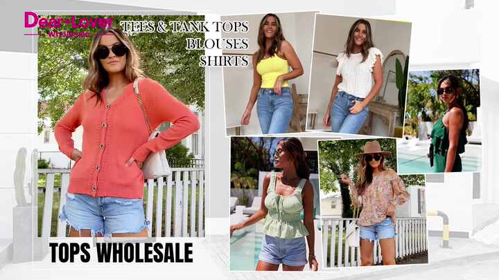Dear-Lover Women Tops Tied Front Bubble Sleeve Peplum Denim Shirt ...