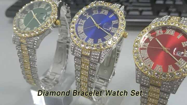 Luxury Women Crystal Rhinestone Quartz Watches Bracelet Gift Set ...