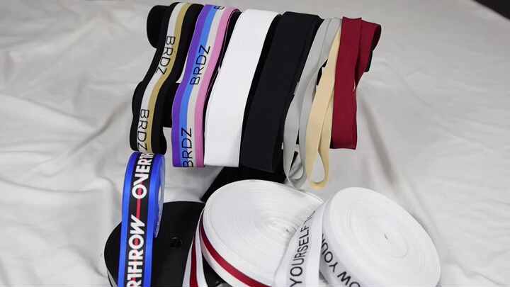 Custom Printed Name Logo Roll Woven Fabric Polyester Bias Elastic Band ...