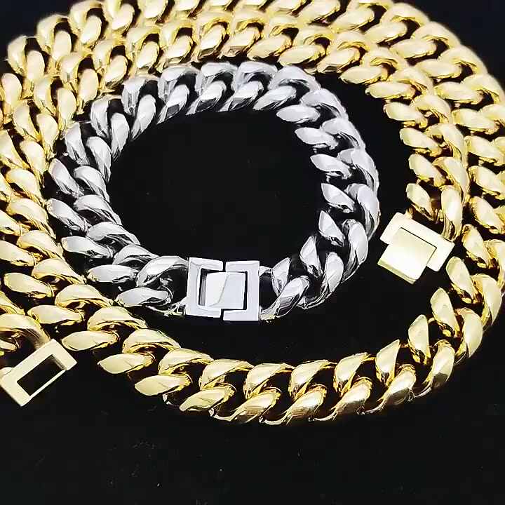 RQ Titanium Cuban Link Chain - Stylish & Durable Gold Plated Necklace ...
