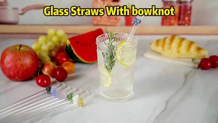 Handmade Glass Borosilicate Glass Coloful Ribbon Straw Glass butterfly ...