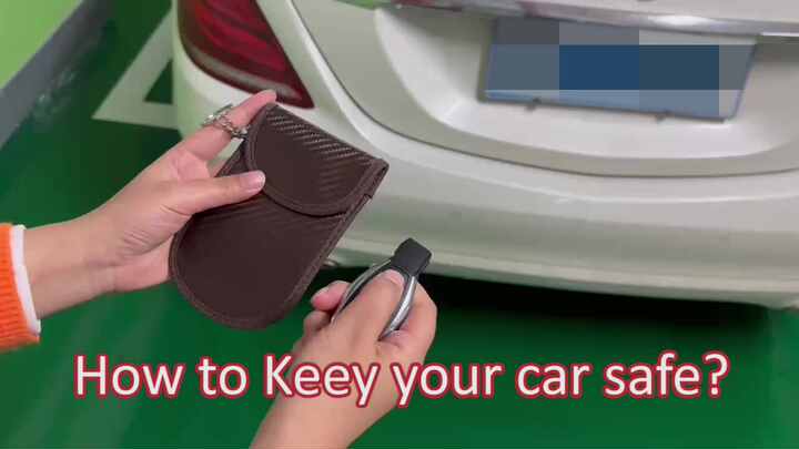 Carbon Fiber Leather RFID Faraday Bag Key Fob Protector Car Key Signals ...