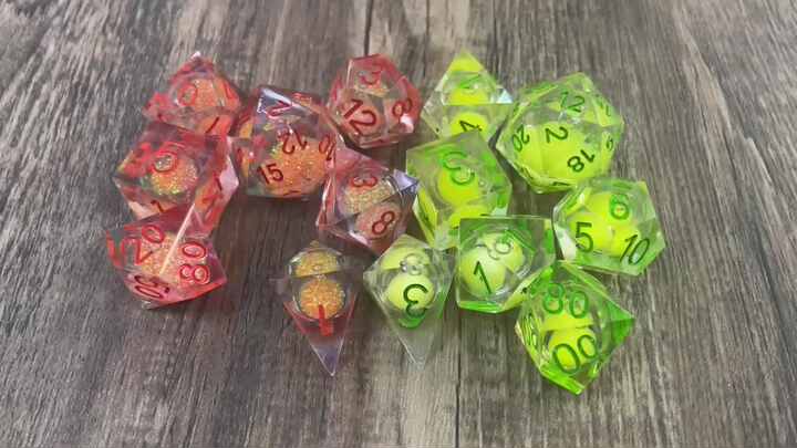 In Store Dnd Liquid Core Dice Set,7pcs Resin Liquid Core Filled Sharp ...