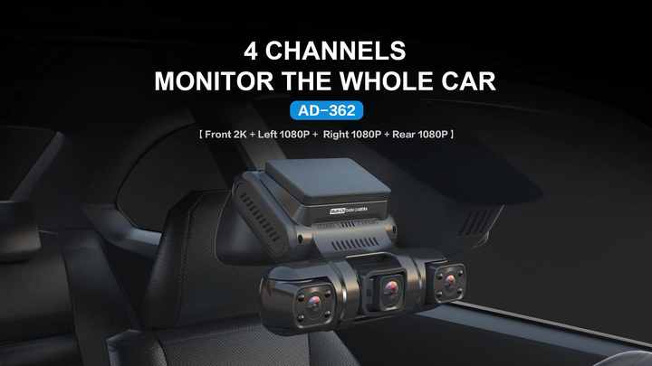 4 Camera 2k+1080p+1080p Dashcam Built-in Wifi Gps Ir Night Vision Car ...
