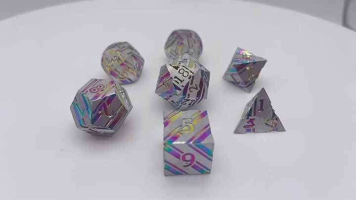 Factory Wholesale Rainbow Stripe DND Metal Dice Set - 7 PCS Zinc Alloy ...