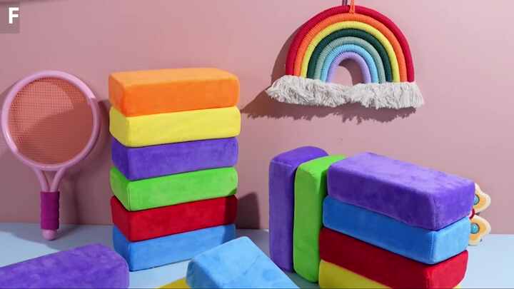 12 Pcs Plush Blocks - Colorful Foam Stacking Play Set