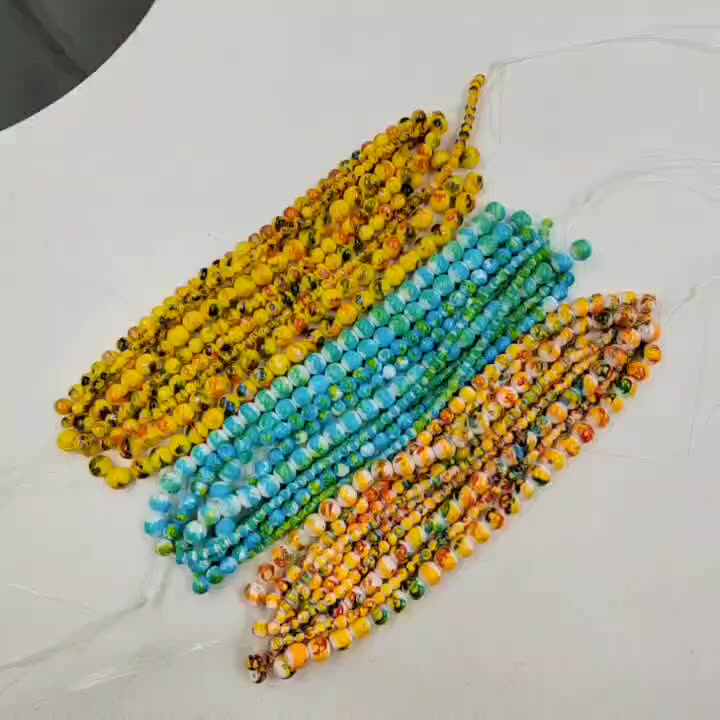 Wholesale New 4mm 6mm 8mm Glass Yellow Beads Round Picture Beads for ...