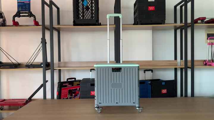 Plastic Folding Boot Shopping Cart /trolley/ Rolling Crate on Wheels ...