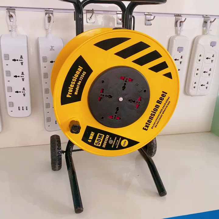 7234 Yellow Retractable Industrial Extension Power Socket Reel - Oem