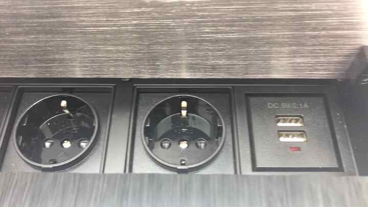 Hidden Table Power Outlet - Flip Up Brush Socket with 3 Power and 2 USB ...