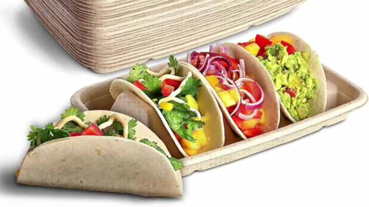 Biodegradable Taco Packaging - 4 Compartments Disposable Box