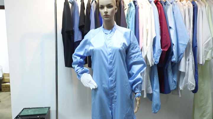 Oem 5mm Grid Polyester Cotton Conductive Fiber Labcoat Esd Safety ...