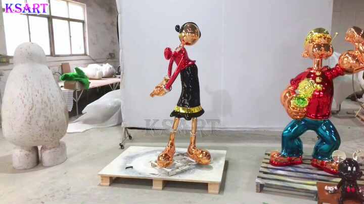 Popeye and Olivia Statue - Lifelike Fiberglass Sculpture