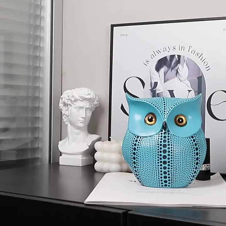 Modern Polka Dot Owl Craft Ornament Home Decoration Resin Crafts Light ...