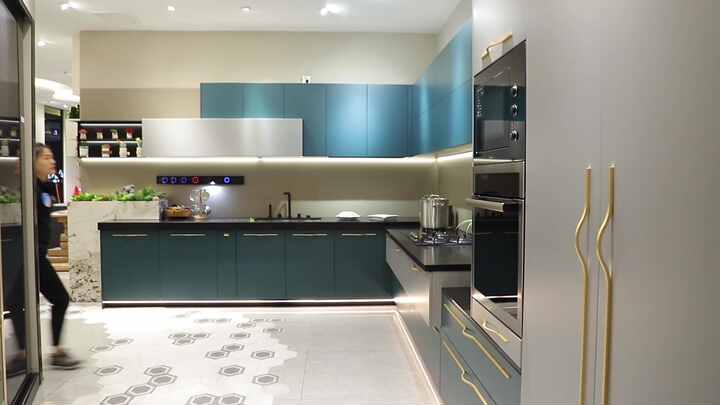 Contemporary Curved Shaped Kitchen Cabinet - Ready to Assemble
