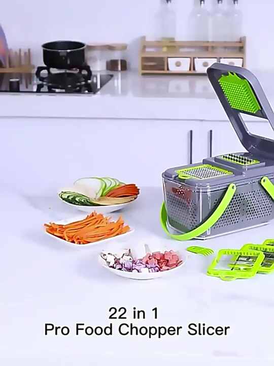 22 in 1 Pro Vegetable Slicer Chopper with Handle & Colander ...