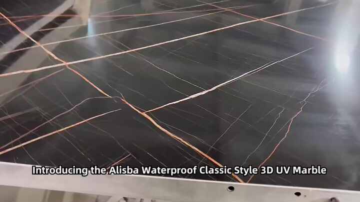 Alisba Waterproof Classic Style 3D UV Marble Sheet Gold Pvc Wall Panel ...