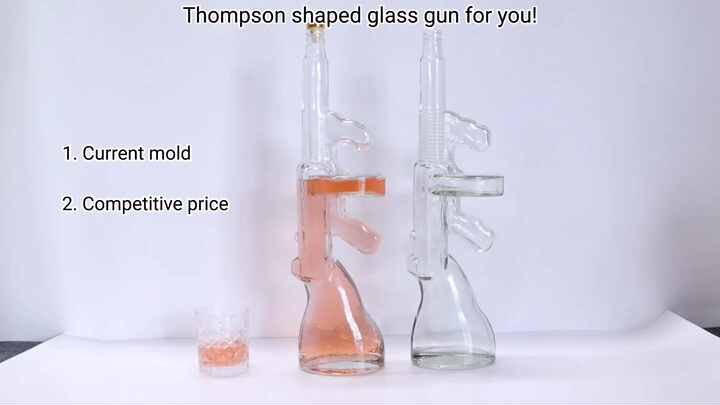 Gun Shaped 800ml Glass Bottle for Whiskey, Vodka, and Rum - Custom ...